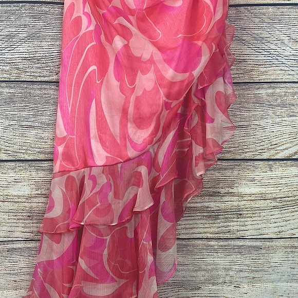 Xcite Prom | Dresses | Pink Asymmetrical Ruffle Strapless Silk Dress ...